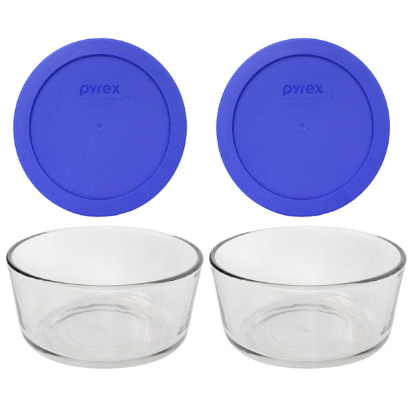 Pyrex (2) 7201 4 Cup Glass Bowls & (2) 7201-PC Lids | Wayfair